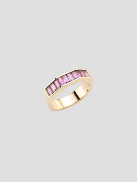 14K Yellow Gold with Baguette Amethysts Otto Ring | Fivestory New York