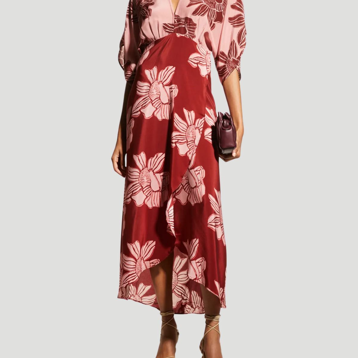 Jaline | Katherine Silk Dress in Pink Floral | FIVESTORYNY.COM – Fivestory