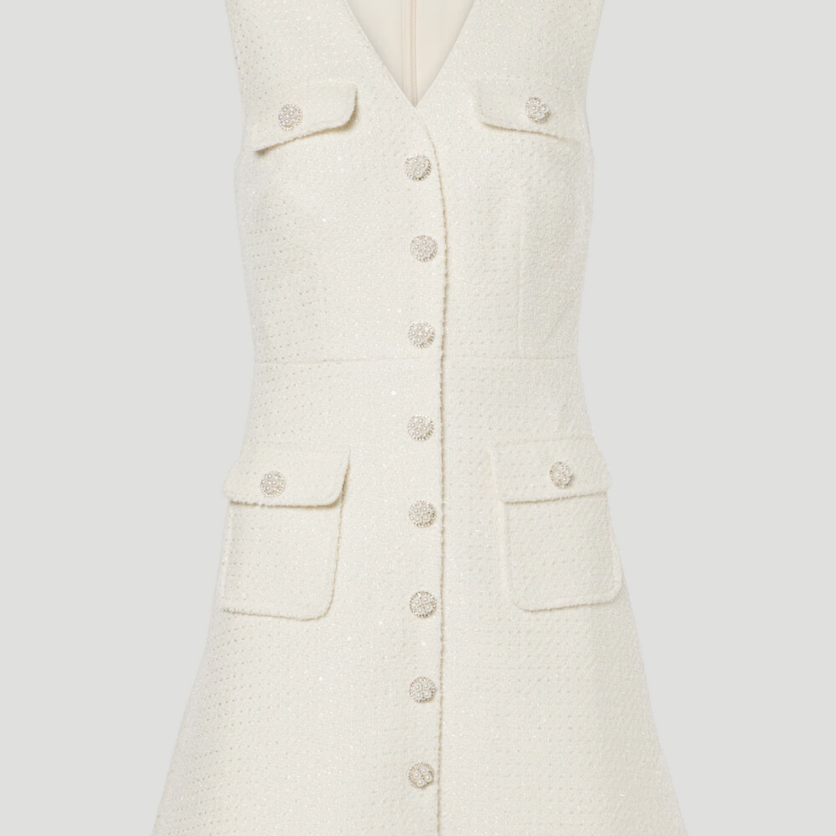 Self-Portrait | TINSEL BOUCLE BUTTONED MINI DRESS - CREAM | FIVESTORYNY ...