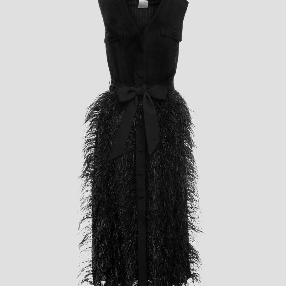 Elizabeth Feather Midi Dress in Black – Fivestory